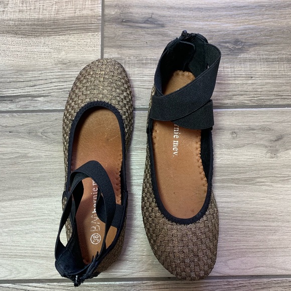 bernie mev. | Shoes | Bernie Mev Bronze Ankle Strap Ballet Flats | Poshmark